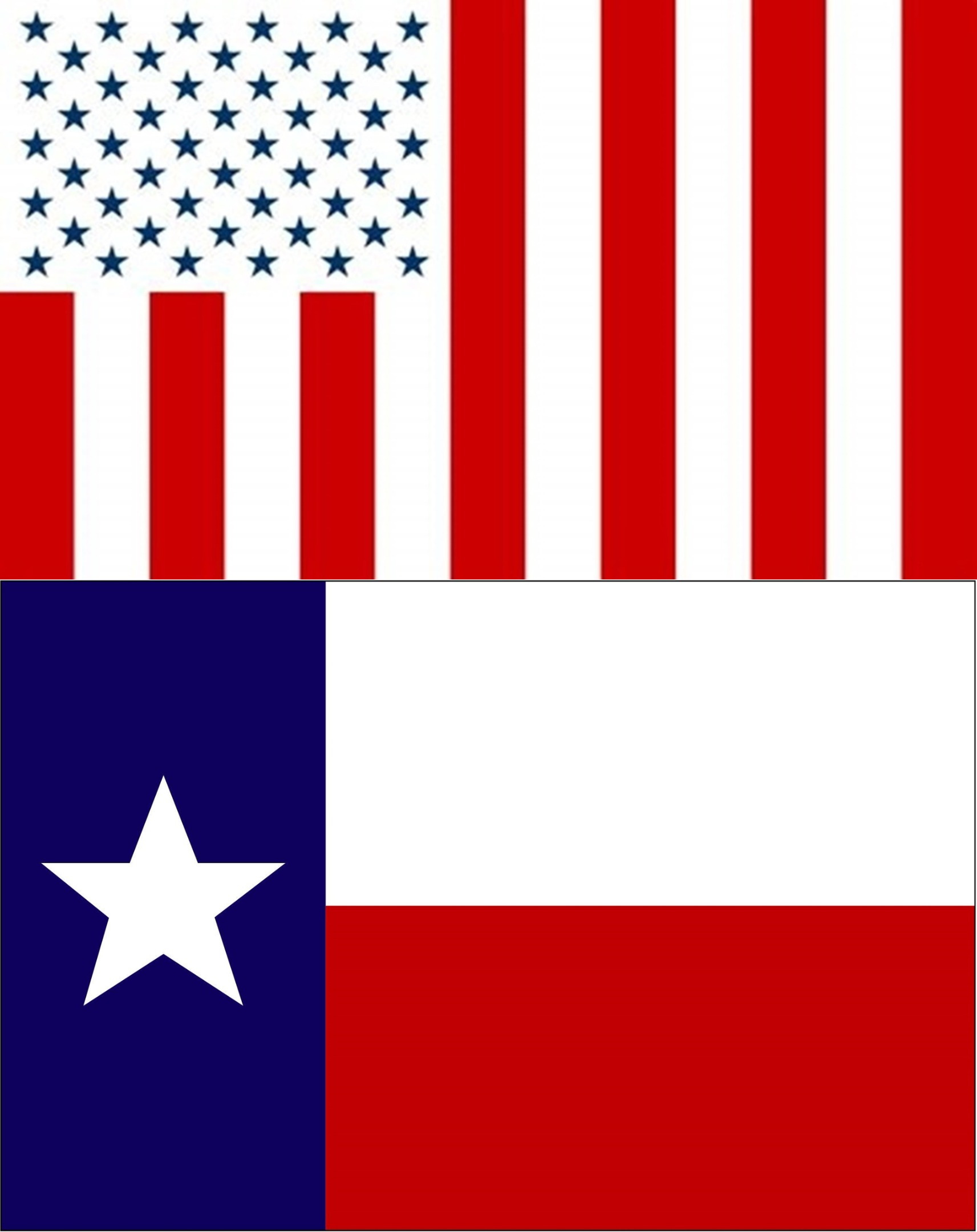 3 Texas State Flags and 3 US Civil Flags